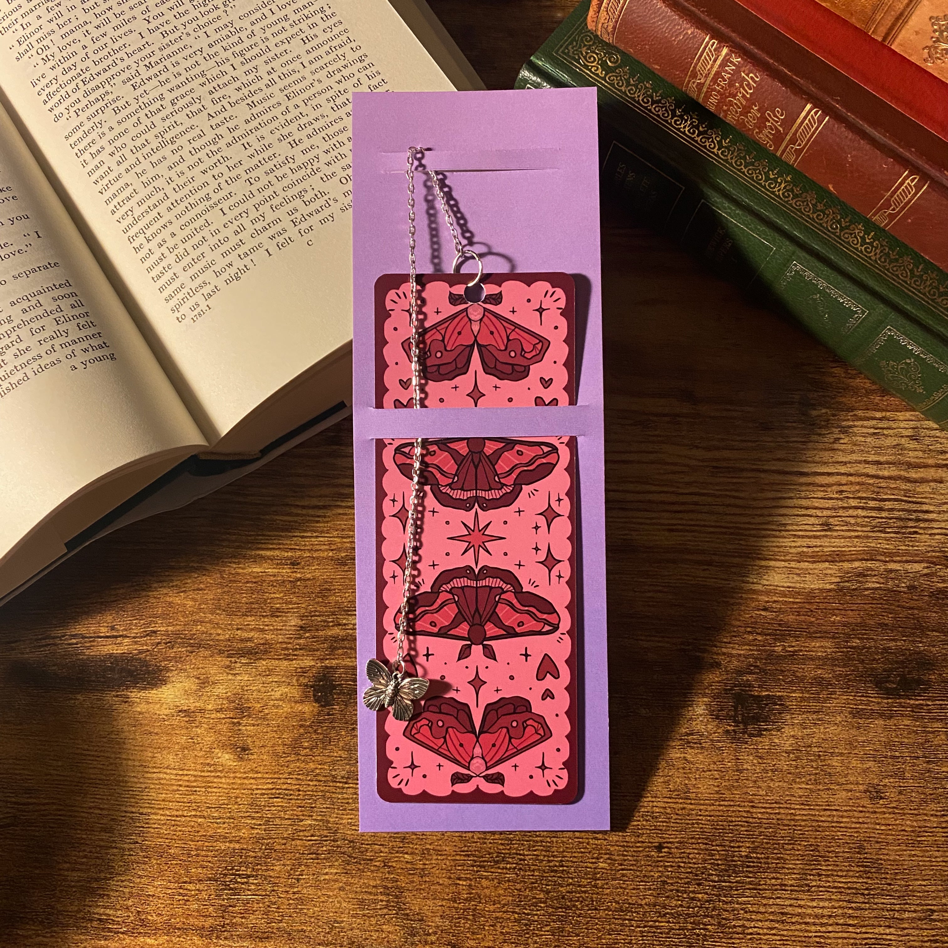 Pink Moth, Chain Bookmark | Tied Fates Stationery